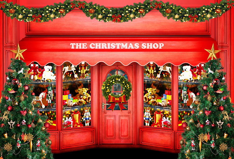 Christmas Shop Backdrop Holiday Winter Background D850 – Dbackdrop