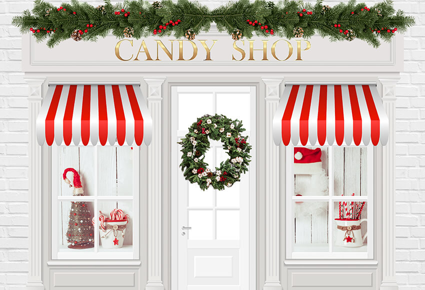 Christmas Candy Shop Decor Photography Backdrop D902 – Dbackdrop