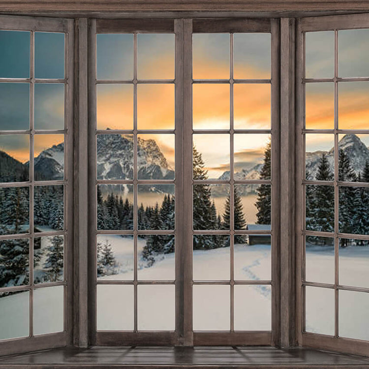 Winter Snow Mountain Window Scene Backdrop D952 – Dbackdrop