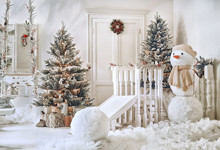 Christmas Tree Snowman Photo Studio Backdrop D986 – Dbackdrop