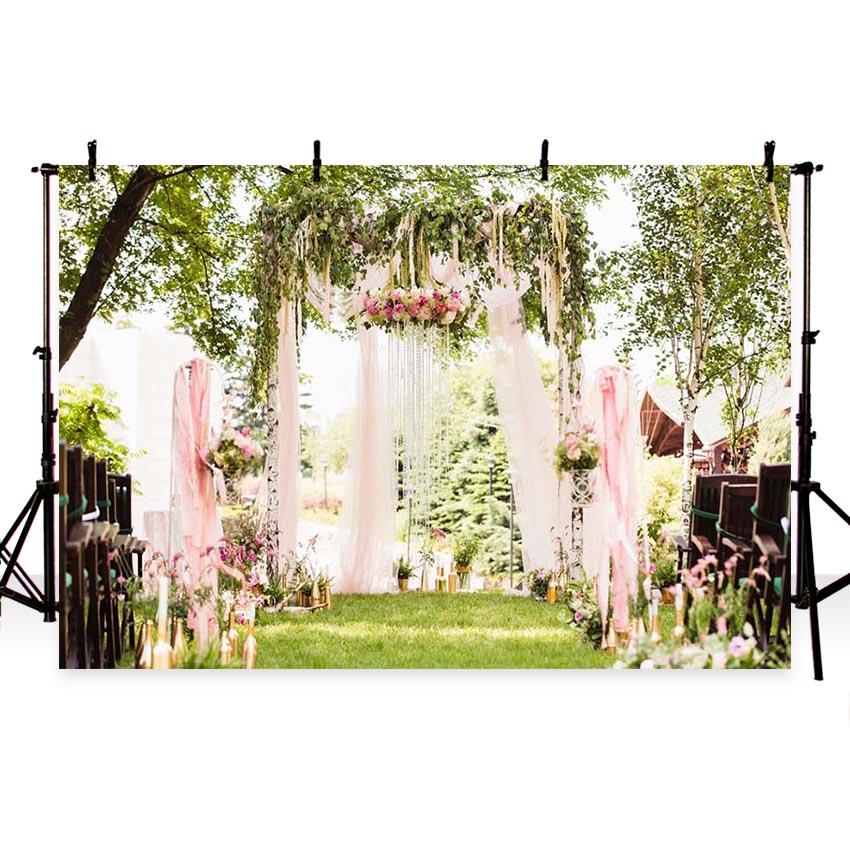 Wedding Ceremony Pink Curatin Flowers Backdrops G-198 – Dbackdrop