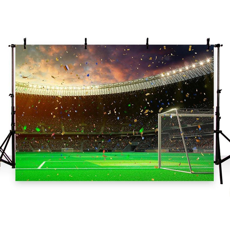 Soccer Field Evening Stadium Championship Win Confetti Tinsel Backdrop ...