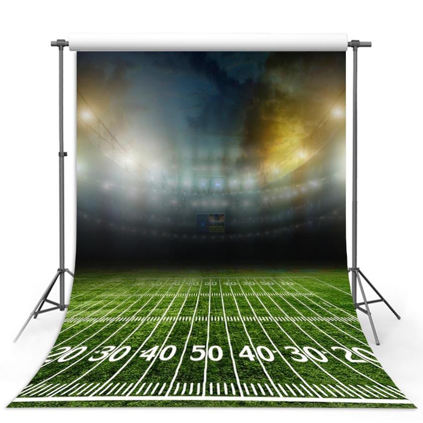 Green Lawn Football Field Gym Lights Blurry Backdrops G-301 – Dbackdrop