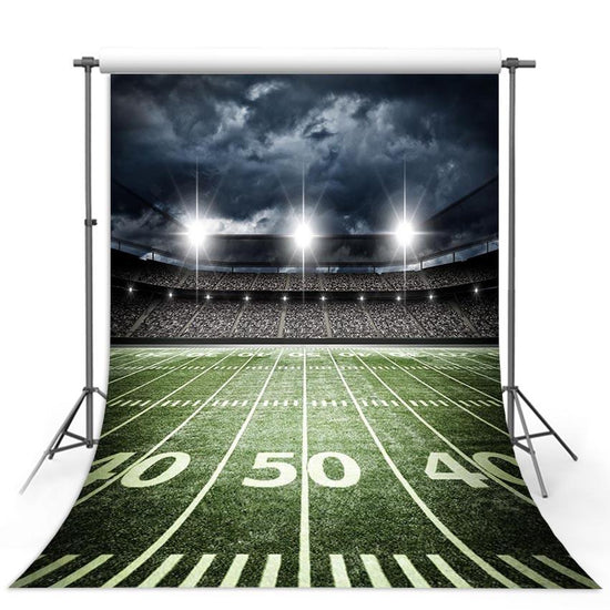 Football Field Backdrop Stadium Lights Green Lawn Background G-305 ...
