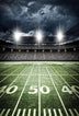 Football Field Backdrop Stadium Lights Green Lawn Background G-305