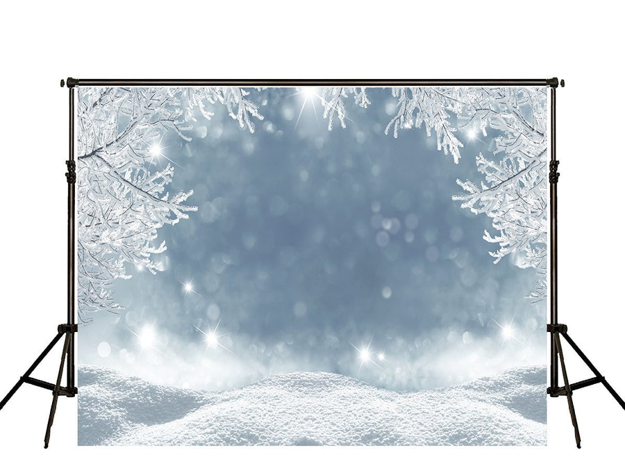 Snow World Blue Glitter Photo Photography Backdrop HJ02701