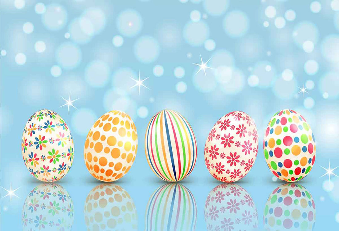 Easter Backdrops Blue Backdrops Colored Eggs Backgrounds HJ03540 ...