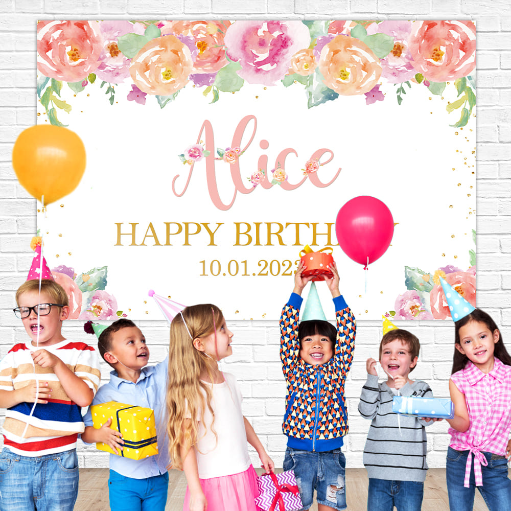 Custom Birthday Flower Backdrop for Party Decor M-03 – Dbackdrop