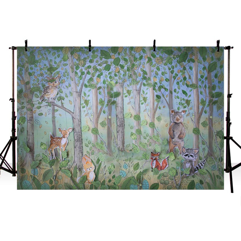 Cute Forest Animal Backdrops for Baby Photography NB-329