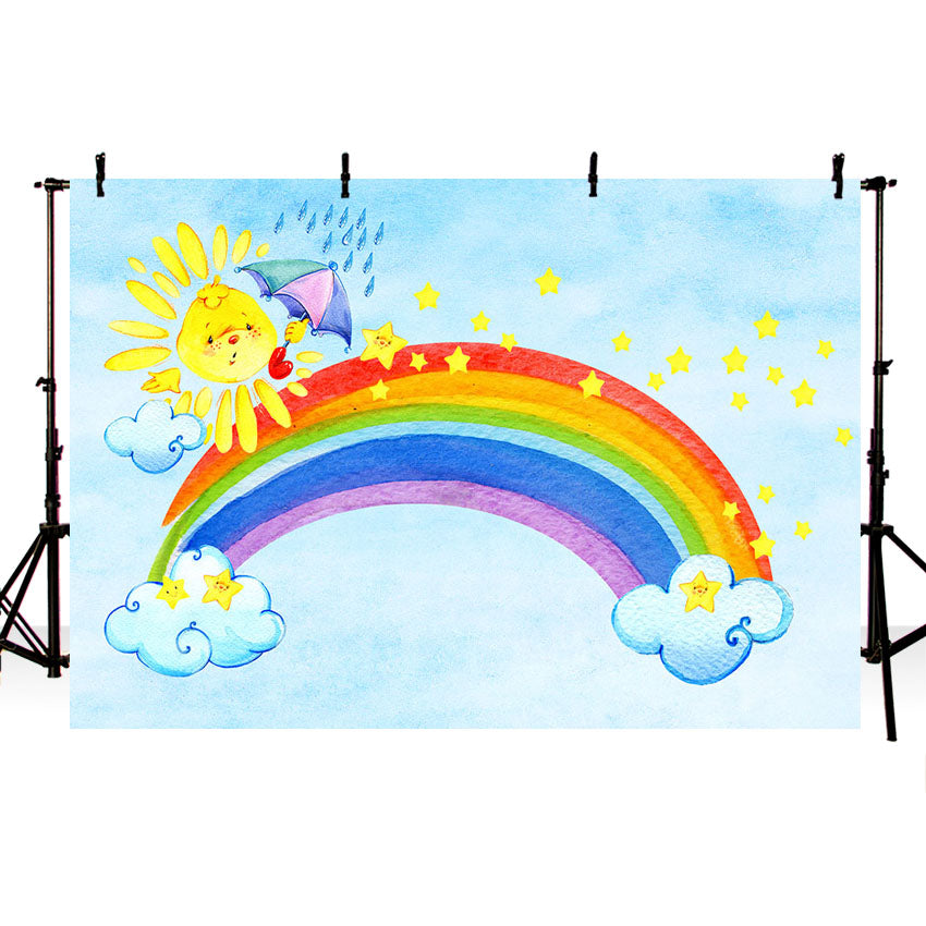 Cute Sun and Rainbow Backdrops for Newborn Photography NB-397 – Dbackdrop