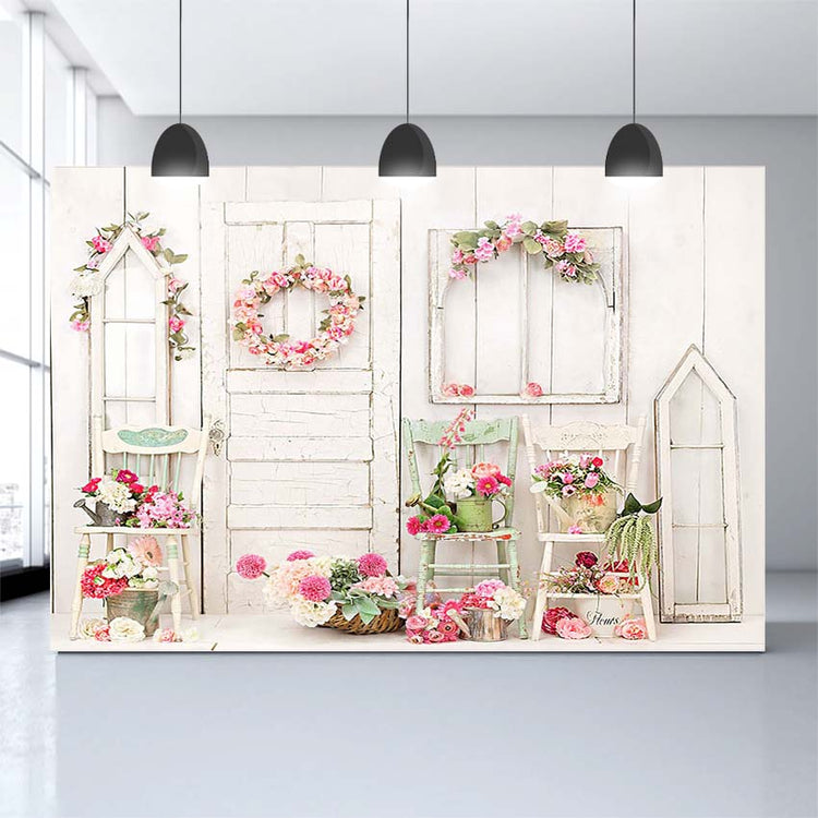 Wood Window Door Background Flower Chair Room Decoration Photography B ...