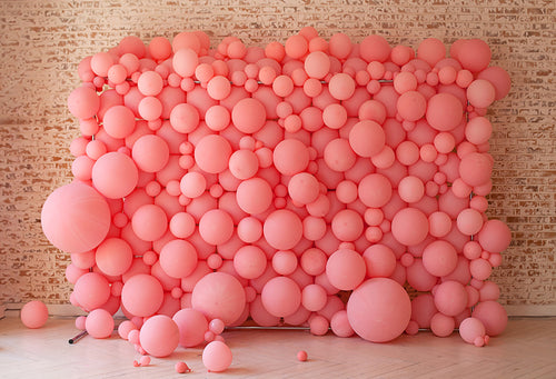 Pink Balloons Wall Backdrop for Valentine Wedding SH-855