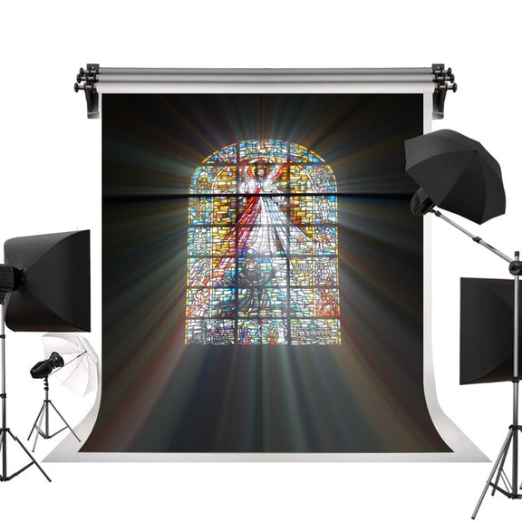 Biblical Stained Glass Light Rays Religious Backdrop SH-986 – Dbackdrop