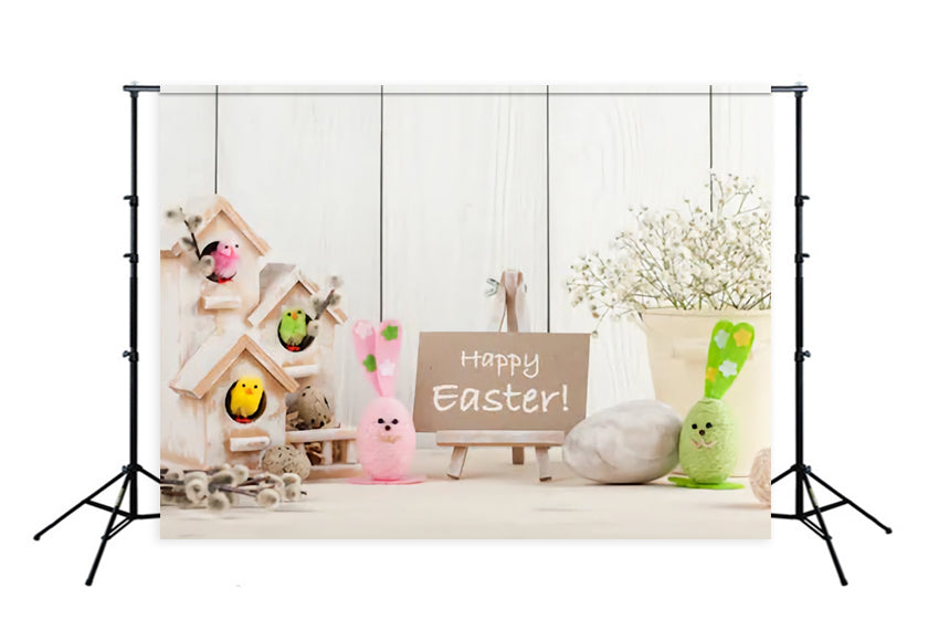 Happy Easter Day Bunny Easter Eggs Backdrop for Photography SH200 ...