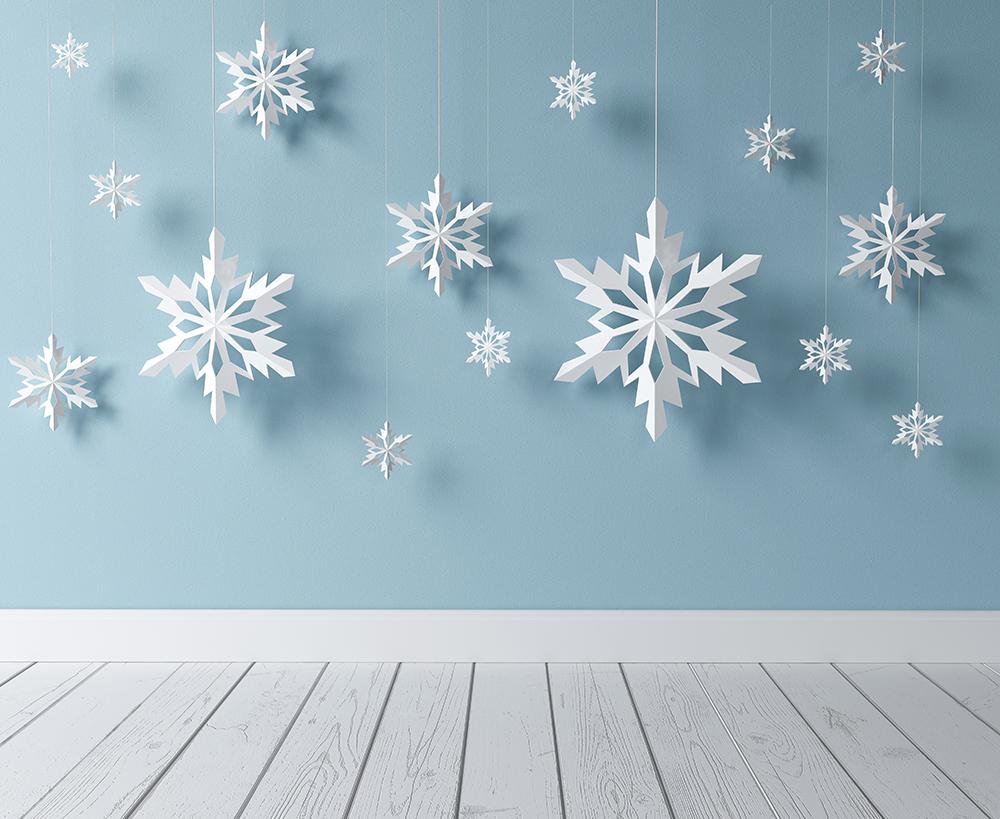 Snowflakes Blue Wall Christmas Backdrops for Photography DBD-19248 ...