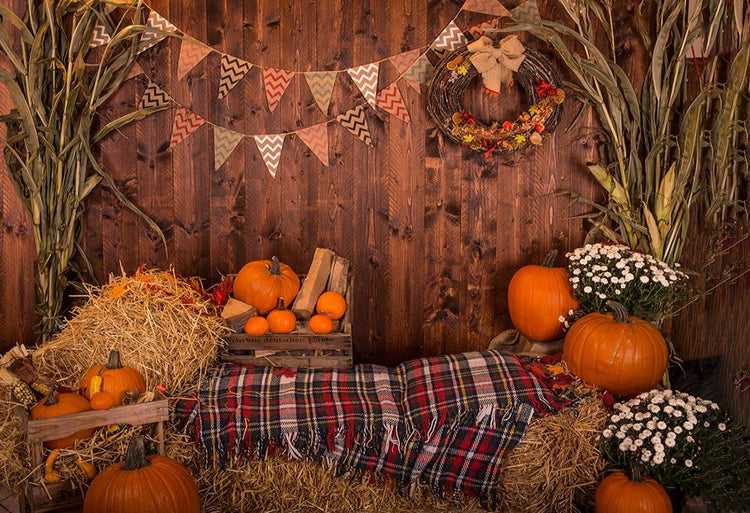 Fall Farm Pumpkin Straw Wood for Pictures DBD-H19037 – Dbackdrop