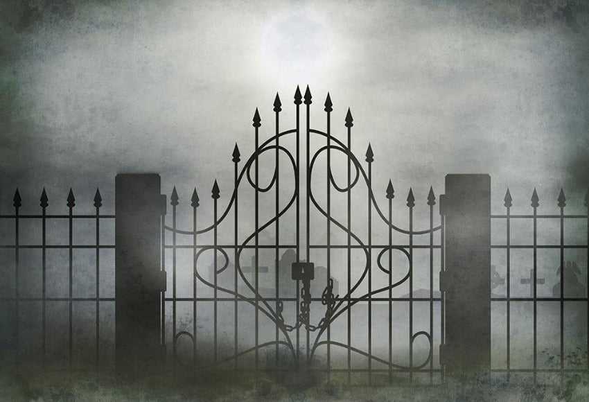 Halloween Horrible Iron Gate Photo Booth Backdrop DBD-H19024 – Dbackdrop