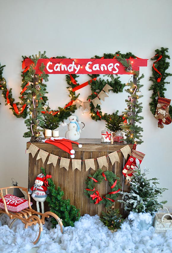 Candy Canes Christmas Backdrop for Photography KAT-47 – Dbackdrop