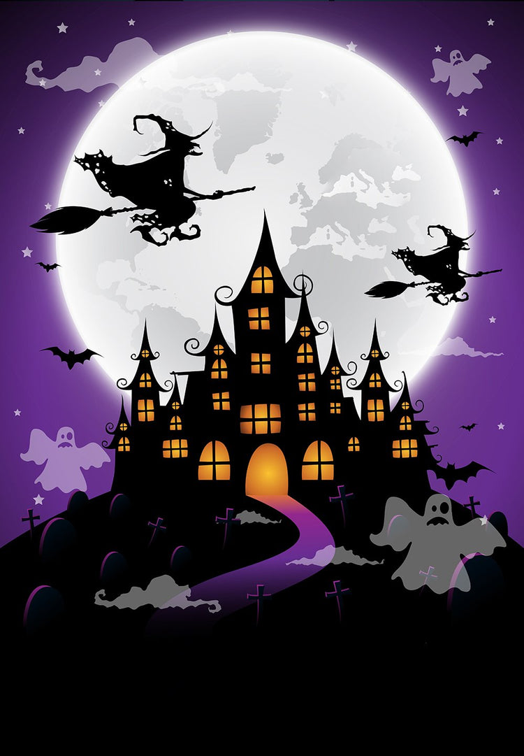 Witch And Terrifying Castle Halloween Backdrop DBD-P19056 – Dbackdrop