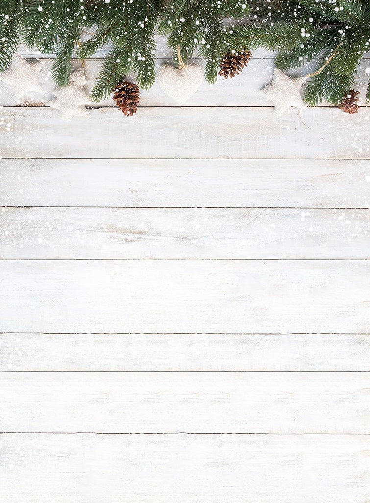 White Wood Wall Christmas Tree Backdrop for Photography DBD-P19164 ...