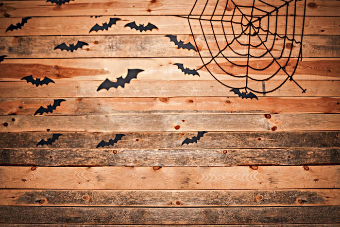 Spider Web Bat Wood Wall Halloween Backdrops for Photography DBD-H1914